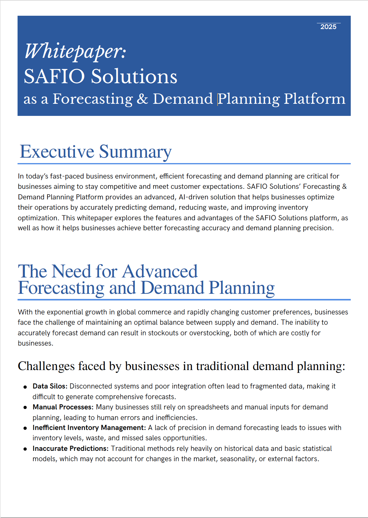 Why SAFIO | Demand Planning Software Built for Real-World Forecasting